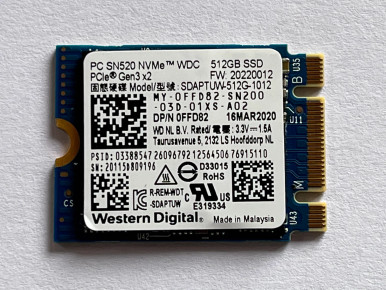 WESTERN DIGITAL SN520 512GB NVME PCIE GEN3X2 M.2 2230 - BLUE ...