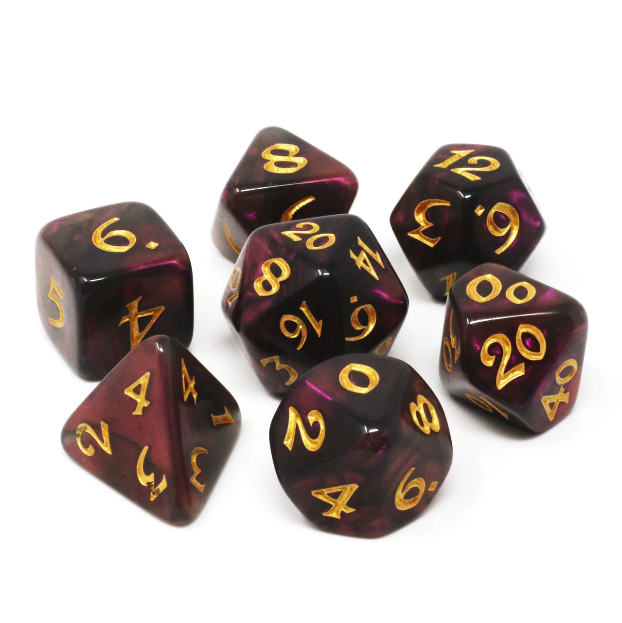 7pc RPG Set - Inkswell with Gold - Die Hard Dice - Atlantis Hobby
