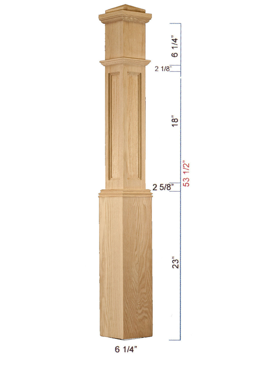 C-4091-FP Flat Panel Traditional Box Newel | Westfire Stair Parts