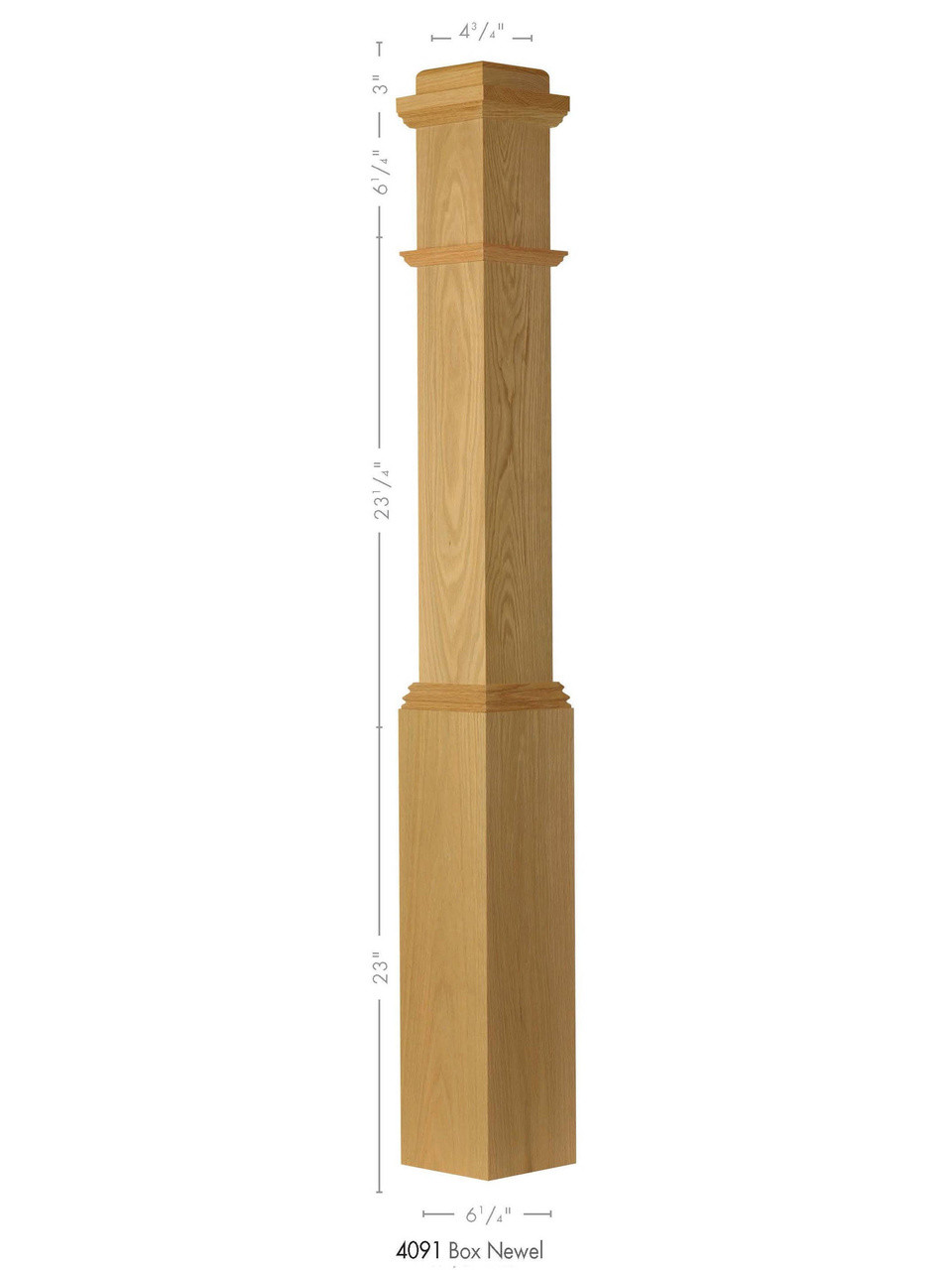SP-4091 White Oak Box Newel Post, Amish Made | Westfire Stair Parts
