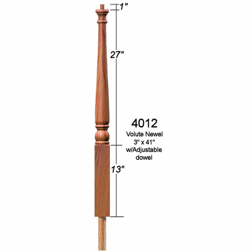 4012 Colonial Volute Starting Newel Post | Westfire Stair Parts
