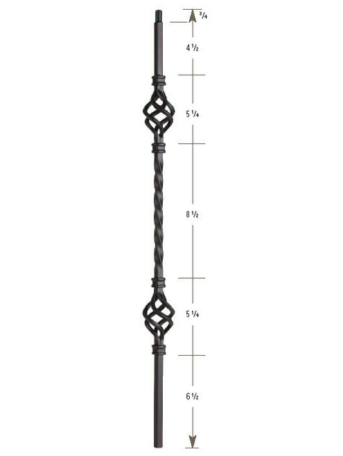 3122-30 30" Tubular Steel Double Basket Knee Wall Baluster