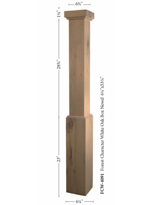 FCW-4091 Forest Character White Oak Box Newel Post | Westfire Stair Parts