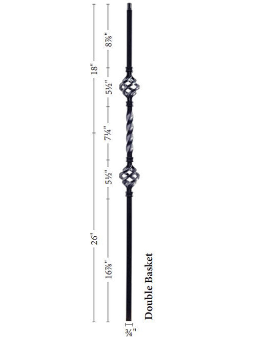 9904TB Mega Double Basket Tubular Steel Baluster | Westfire Stair Parts