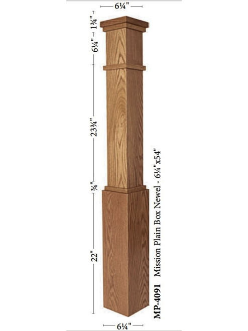 MP-4091 Plain Mission-Style Box Newel Post | Westfire Stair Parts