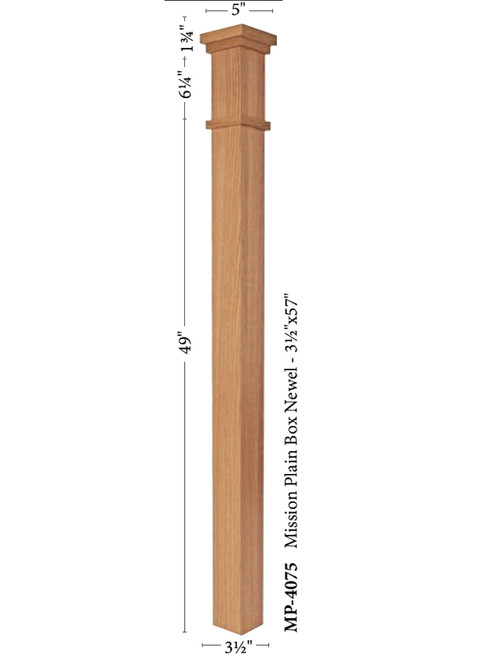 MP-4075 Mission Style Plain Box Newel Post | Westfire Stair Parts