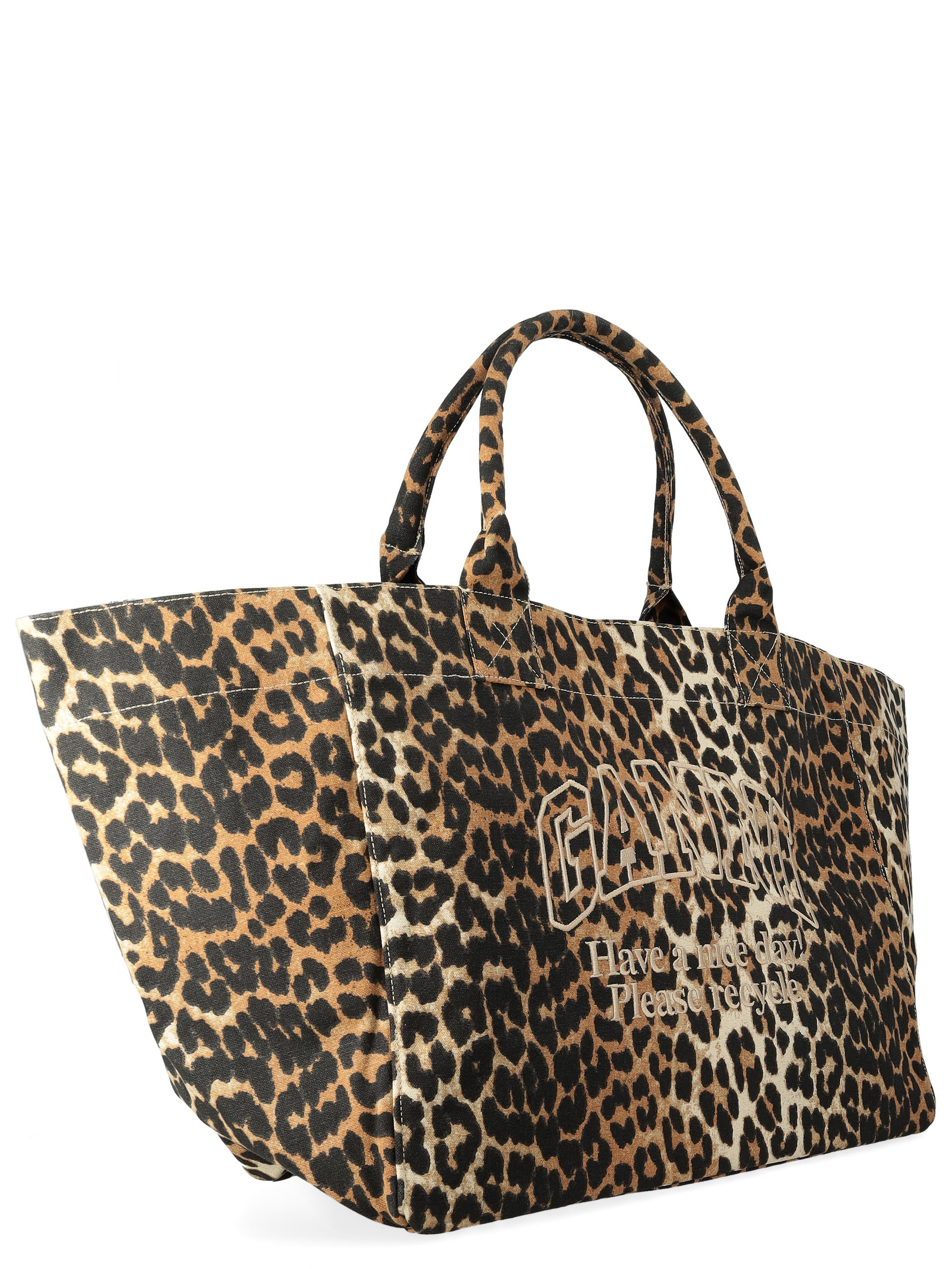 Ganni leopard print cotton shopper bag | H-Brands