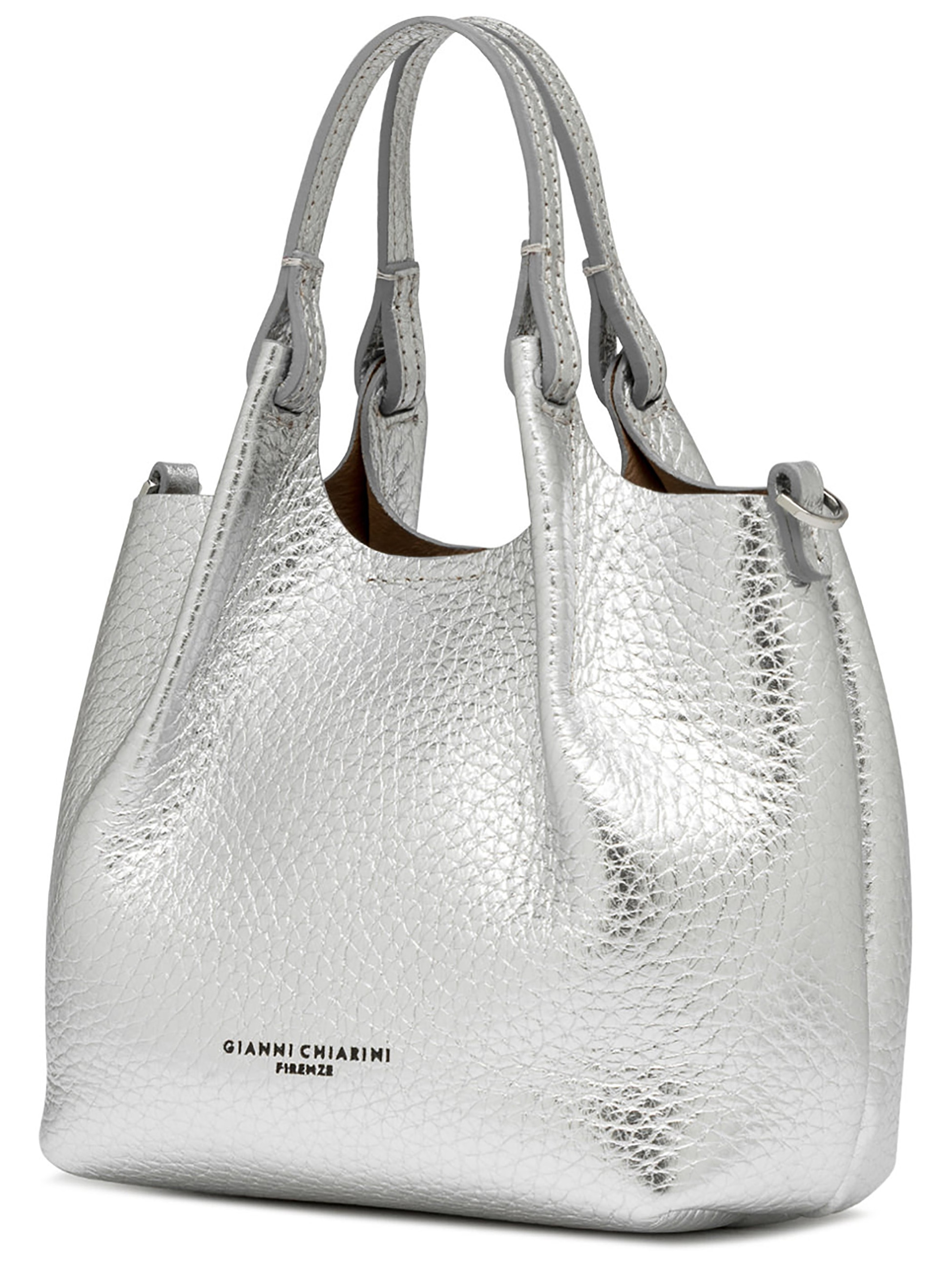 Tasche Gianni Chiarini Mini aus silberfarbenem Leder | H-Brands