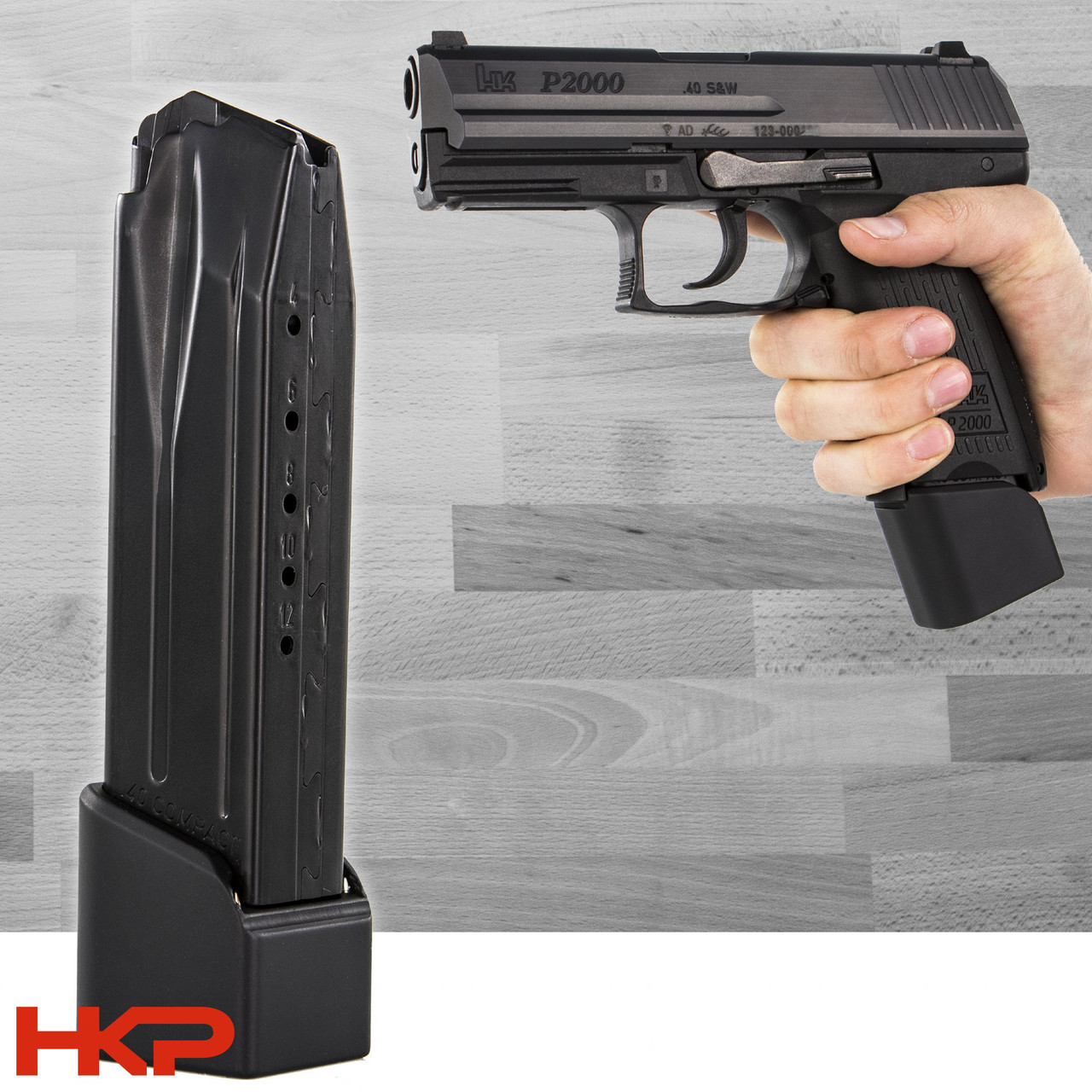 Magazine Extension +5 - Black - P2000 & USPC .40