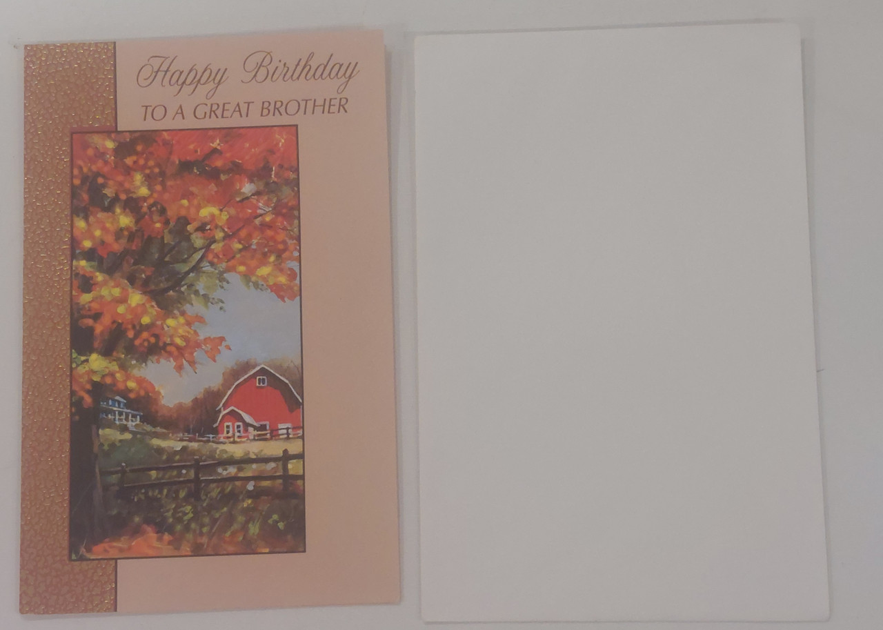 Happy Birthday to a Great Brother Fall Farm Decor Greeting Card Design
