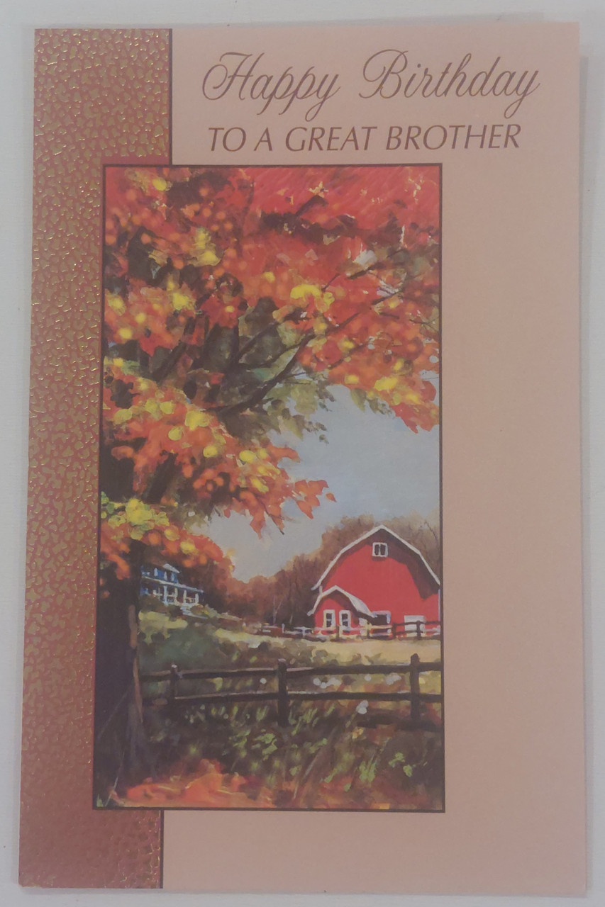 Happy Birthday to a Great Brother Fall Farm Decor Greeting Card Design