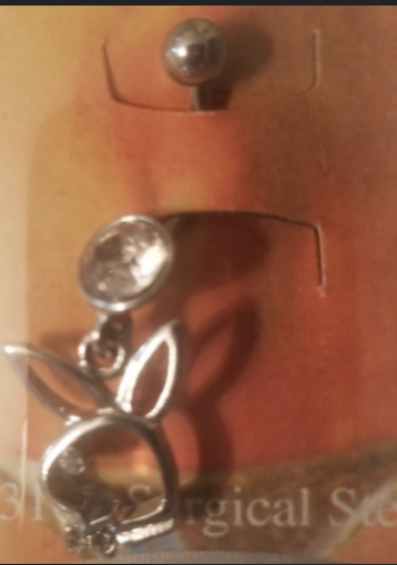 Bunny Rabbit Playboy style belly button ring Body jewelry white stone