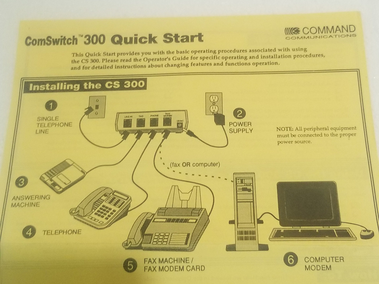 Command Comswitch 300 Instruction sheet