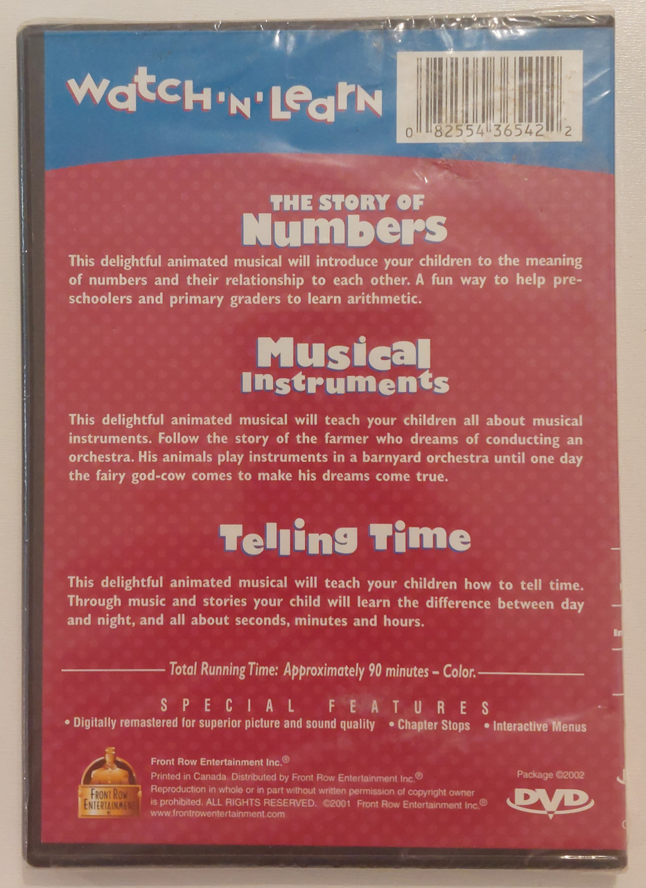 Watch N Learn The Story of Numbers Musical Instruments Telling Time DVD New