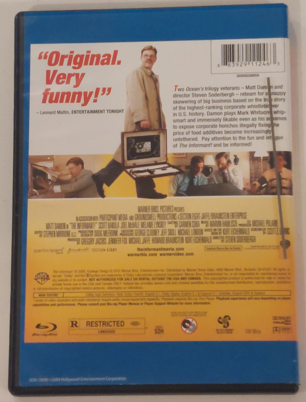 The Informant Blu Ray Disc Movie stars Matt Damon