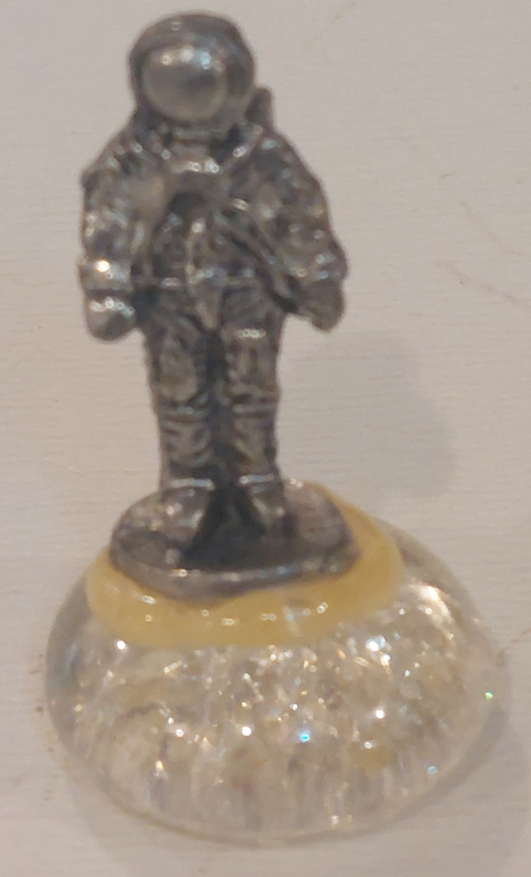 Astronaut Pewter Mini Figure on Clear Glass Figurine