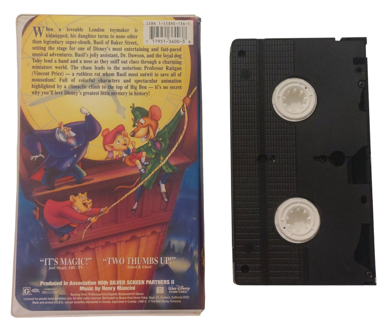 The Great Mouse Detective Walt Disney VHS Video Children's Movie