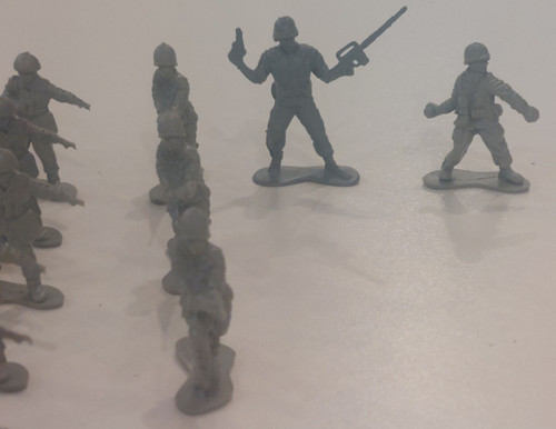 Gray Grey Army Military Men 2 inches plastic toy Lot 35 pieces Vintage