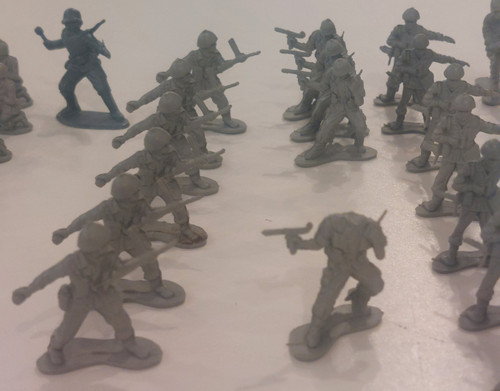 Gray Grey Army Military Men 2 inches plastic toy Lot 35 pieces Vintage