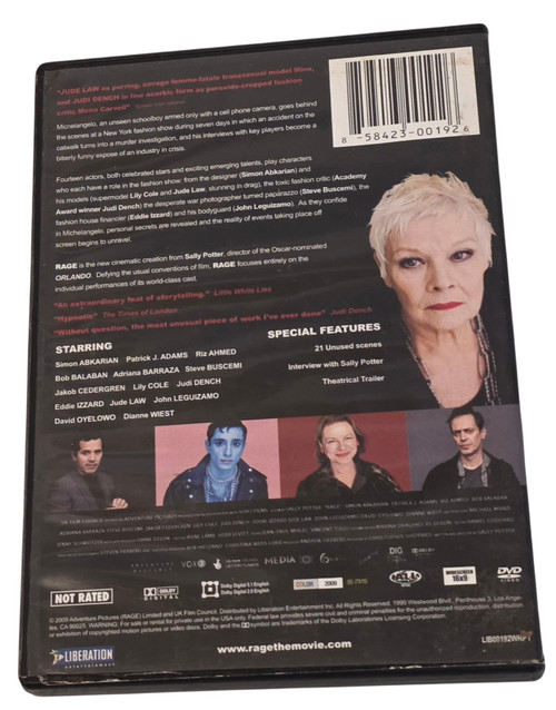 Rage A Film by Sally Potter DVD Stars Simon Abkarian Bob Balaban