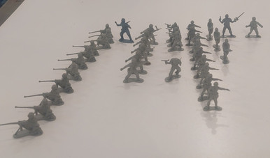 Gray Grey Army Military Men 2 inches plastic toy Lot 35 pieces Vintage