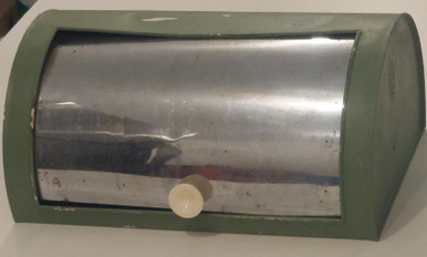Green Metal Bread Box Circa Mid Century Era 1960s Vintage