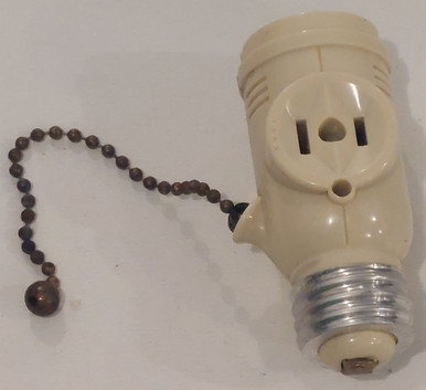 Screw Base Light Bulb Socket with Pull Chain Switch Converter White