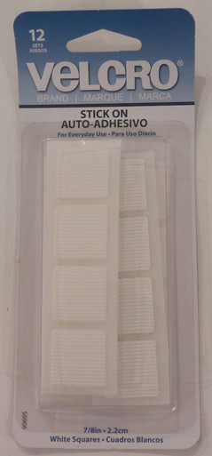 Velcro Brand White Squares Stick-on Self-Adhesive 7/8 Inch Size 12 sets New