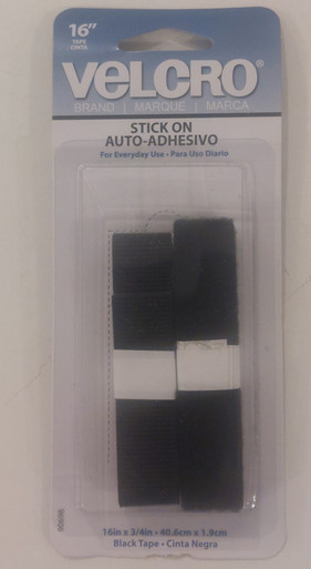 Velcro Brand 16"-inch stick on black tape Adhesive Strip 2 in Package