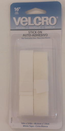 Velcro Brand 16"-inch stick on white tape Adhesive Strip 2 in Package