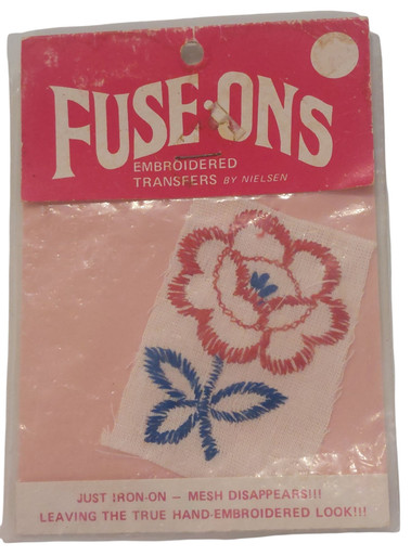 Fuse Ons Hand Embroidered Transfer by Nielsen Red Rose NIP Vintage