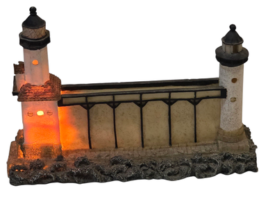 Dual Lighthouse Coastal Diorama Illuminated Light Lamp Vintage Circa ...