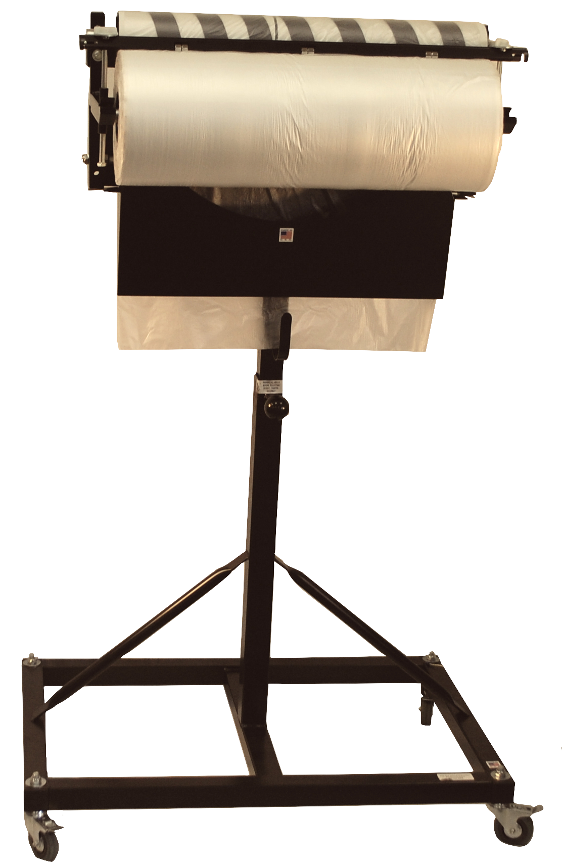 Mobile Perforated Poly Bag Roll Stand / Dispenser with Casters