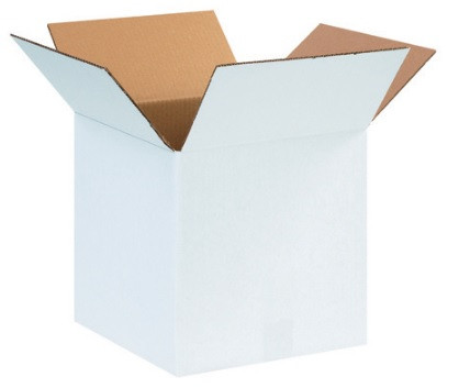 12" x 12" x 8" White Corrugated Cardboard Shipping Boxes 25/Bundle