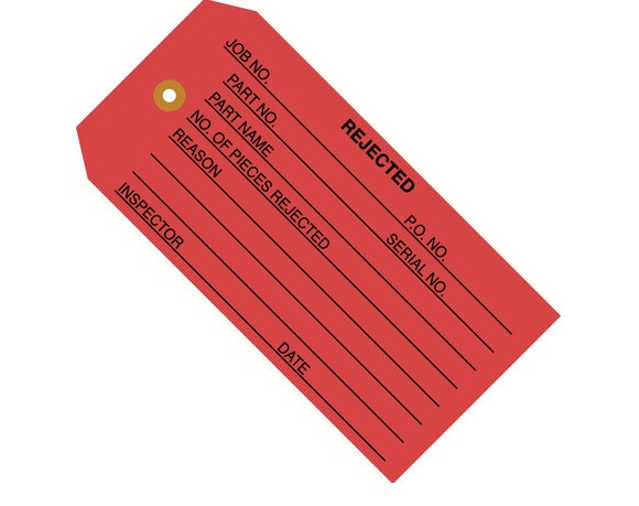 "Scrap (Yellow)" Inspection Tags #5, 4 3/4" x 2 3/8" 13 Pt. Case / 1000