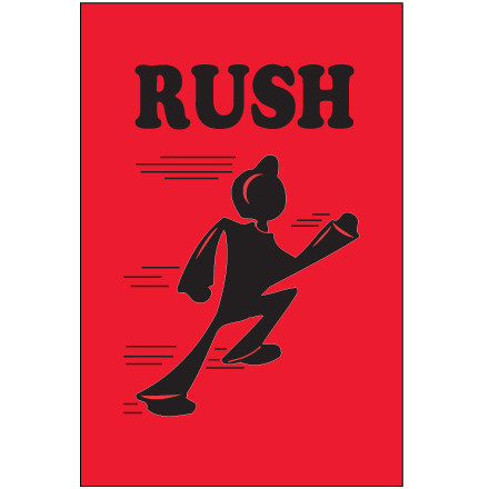 4" x 6" - "Rush" (Fluorescent Red) Labels Roll / 500