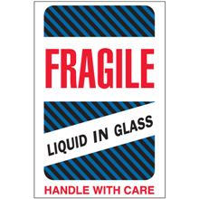 4" x 6" - "Fragile - Liquid in Glass" Labels Roll / 500