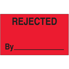 3" x 5" - "Rejected By" (Fluorescent Red) Labels Roll / 500