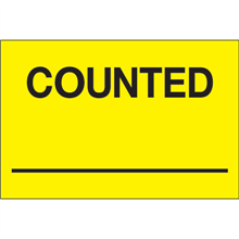 2" x 3" - "Counted ___" (Fluorescent Yellow) Pre-Printed Inventory ...