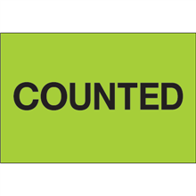 2" x 3" - "Counted" (Fluorescent Green) Pre-Printed Inventory Control ...