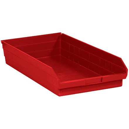 23 5/8" x 11 1/8" x 4" Red Plastic Shelf Bin Boxes Case / 6
