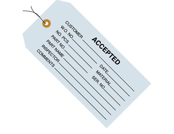 Pre-Wired "Accepted (Blue)" Inspection Tags #5, 4 3/4" x 2 3/8" 13 Pt ...