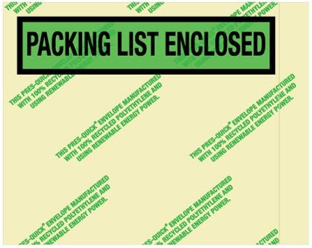Environmental "Packing List Enclosed" Envelopes