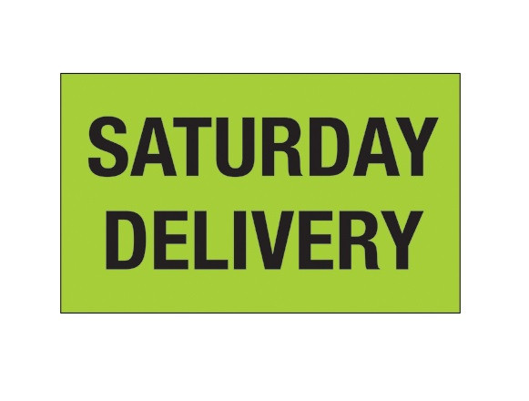 3" x 5" - "Saturday Delivery" (Fluorescent Green) Labels Roll / 500