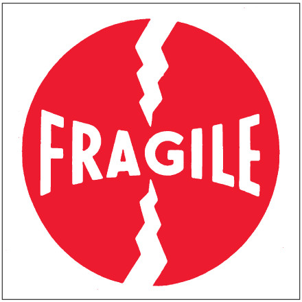 4" x 4" - "Fragile" Labels Rolls / 500