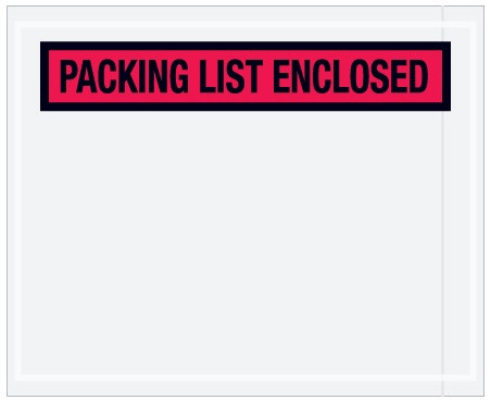 4.5" x 7.5" Red "Packing List Enclosed" Envelopes 1000 / Case