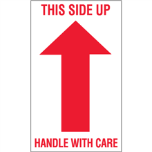 3" x 5" - "This Side Up - Handle With Care" Arrow Labels Roll / 500