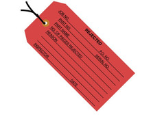 Pre-Strung "Rejected (Red)" Inspection Tags #5, 4 3/4" x 2 3/8" 13 Pt ...
