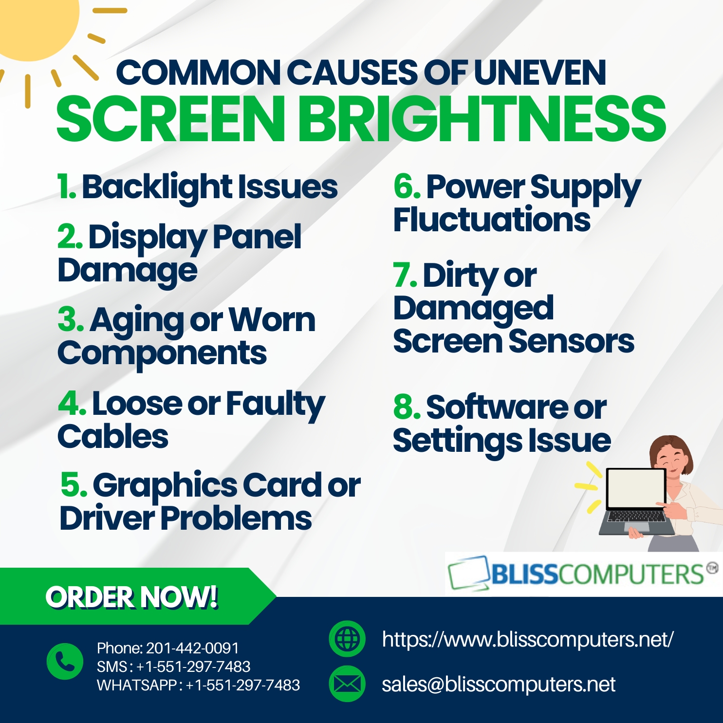 COMMON CAUSES OF UNEVEN SCREEN BRIGHTNESS (#1568) - Bliss Computers
