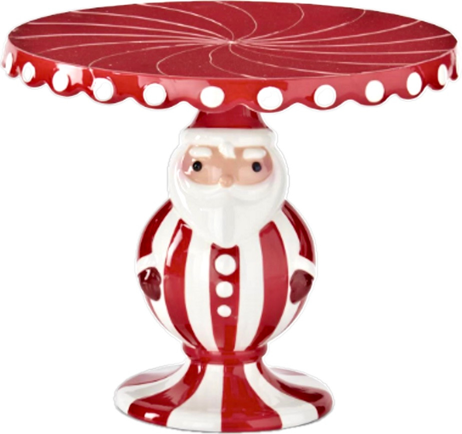 *LAST ONE* Cake Plate, Red and White Santa